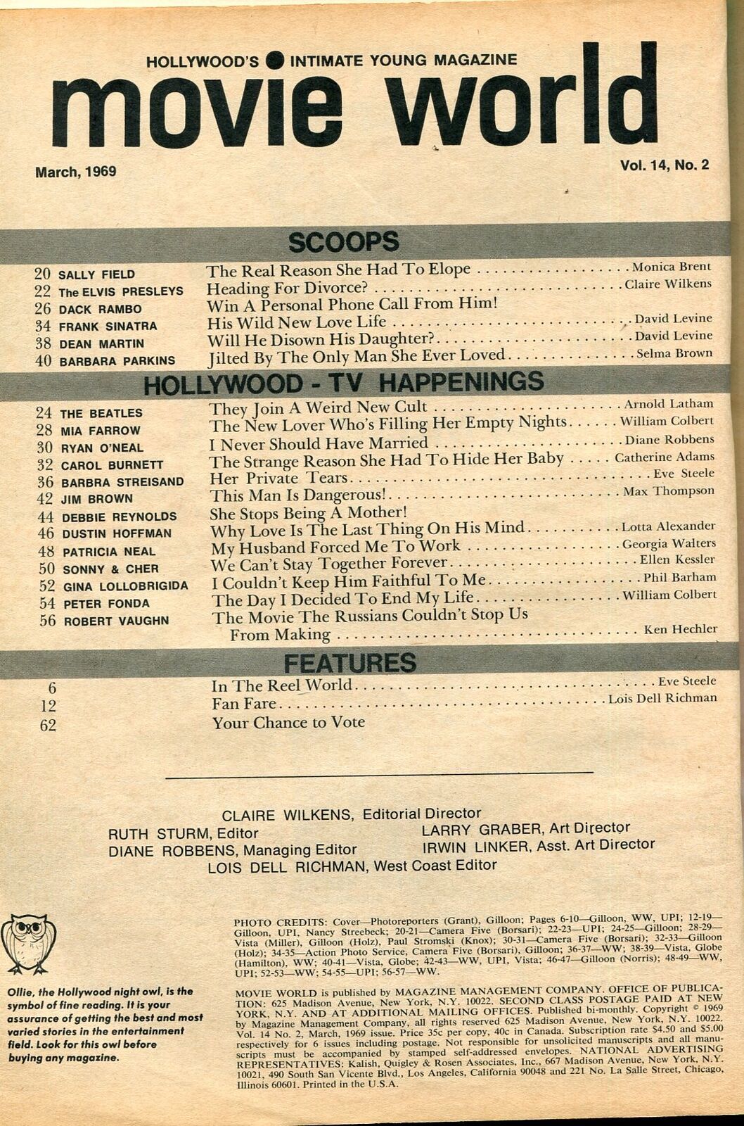 Movie World Magazine March 1969- Frank Sinatra- Dean Martin- Elvis ...