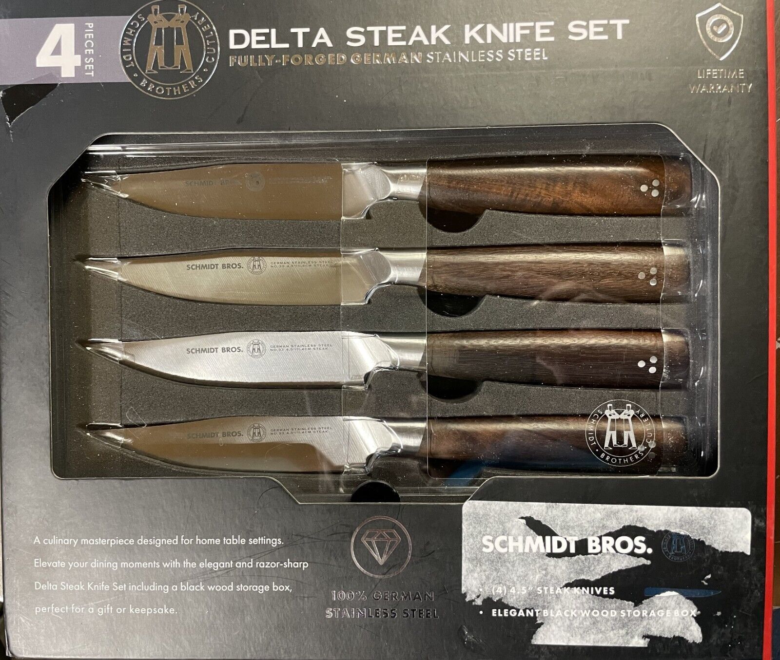 Schmidt Brothers Cutlery Delta Series Acacia Wood 4-piece Steak Knife ...