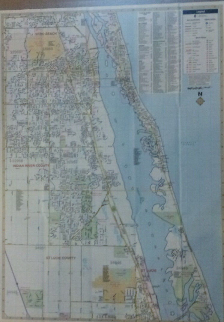 Vero Beach Fort Pierce FL Laminated Wall Map - Maps & Atlases