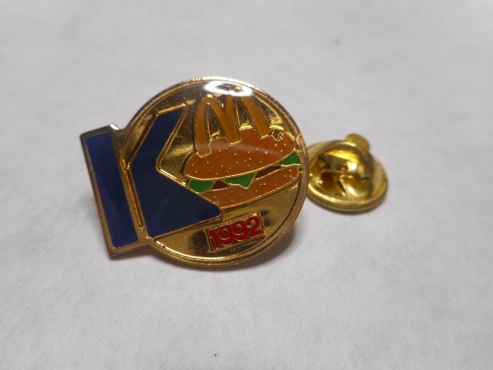 McDonald's Big K-mart 1992 Employee LAPEL HAT Pin Hamburger IPC 7/8" - Pins