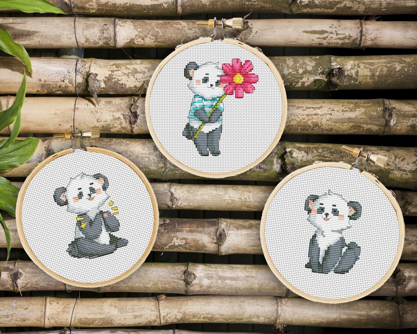 Panda cross stitch baby birthday pattern pdf - new baby birth record ...