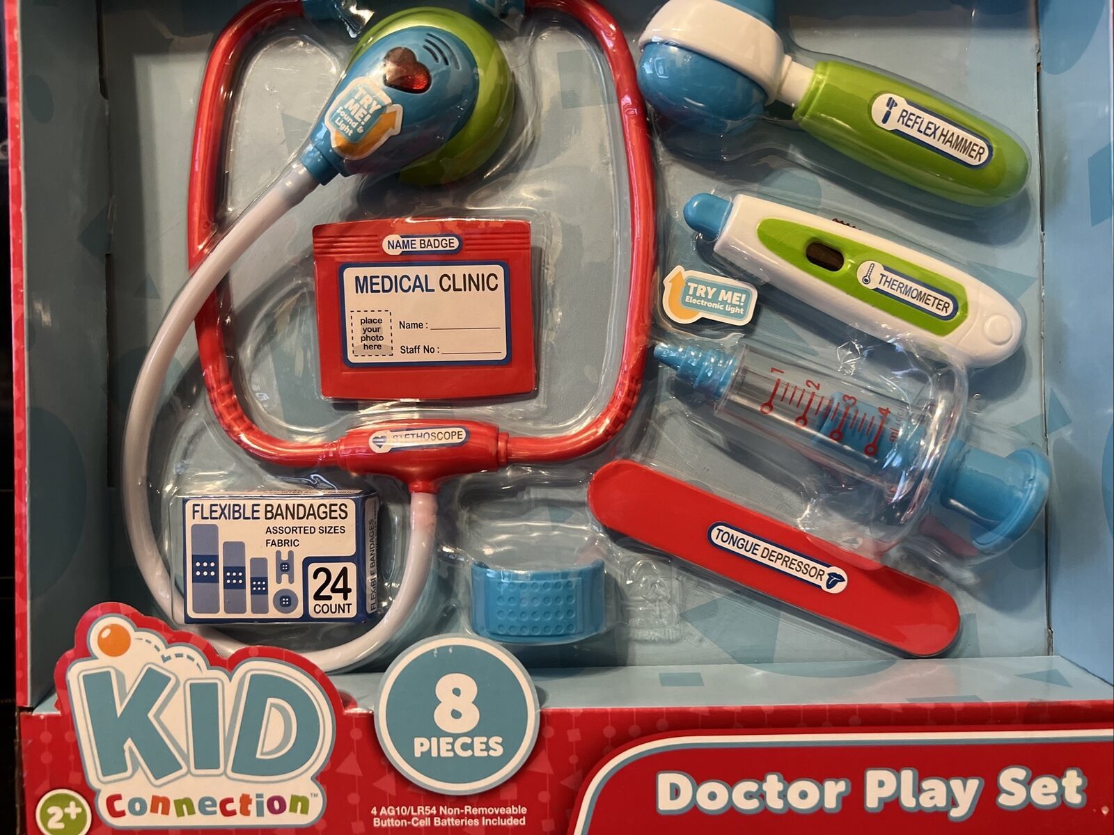 NIP Kid Connecton 8 pc sound & light Doctor Play Set blue green white ...