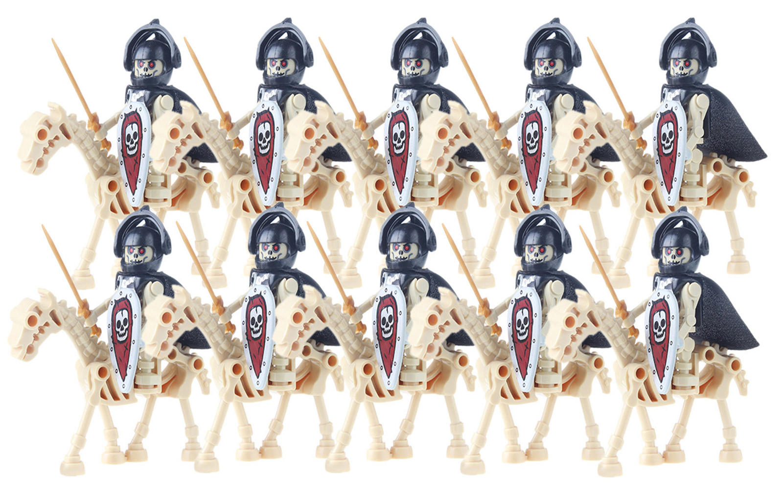 Medieval Mounted Armoured Skeleton Soliders Army Set A 10 Minifigures ...