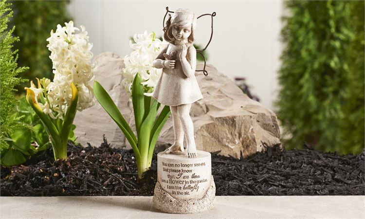 Girl Memorial Statue with Sentiment Textural Detailing 9.7" High Poly ...