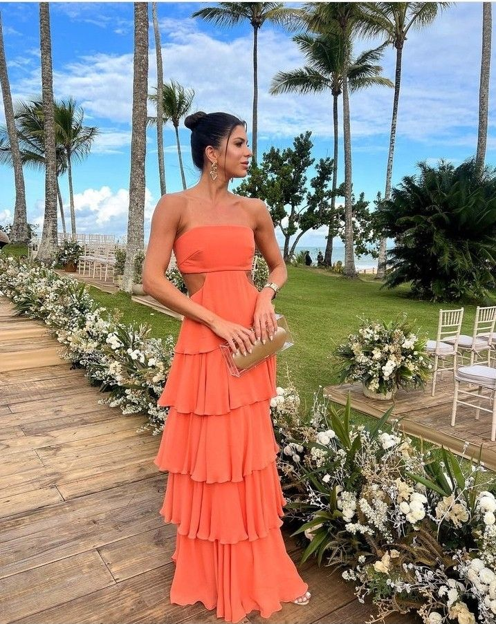 Modest Strapless Tiered Long Prom Dresses,Formal Dress Outfits - Dresses