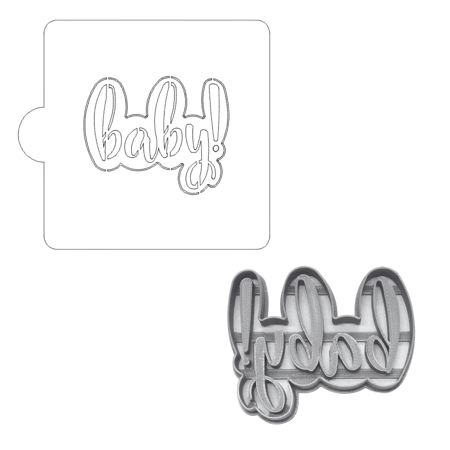 Baby Cursive Word Stencil And Cookie Cutter Set USA Made LSC2523 ...