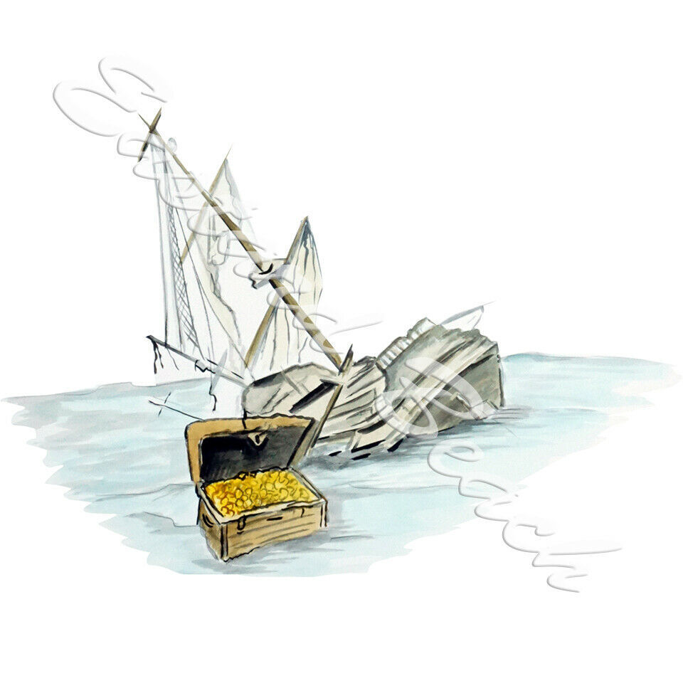 Sinking Ship and Treasure High Quality Decal Car Truck Cooler Cup Golf ...