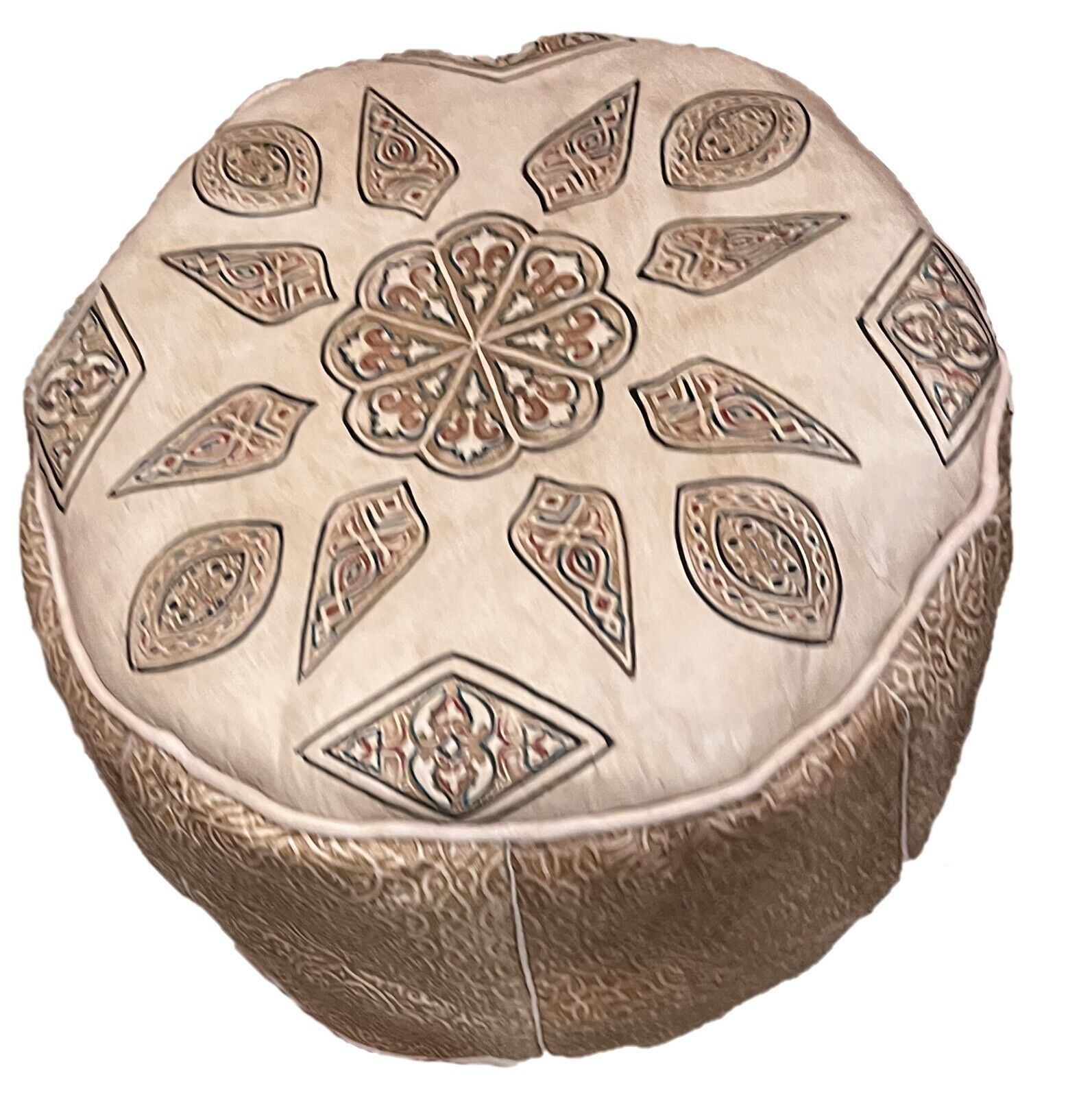 Moroccan tan pouf, Moroccan pouf, Moroccan pouf tan, leather tan pouf ...
