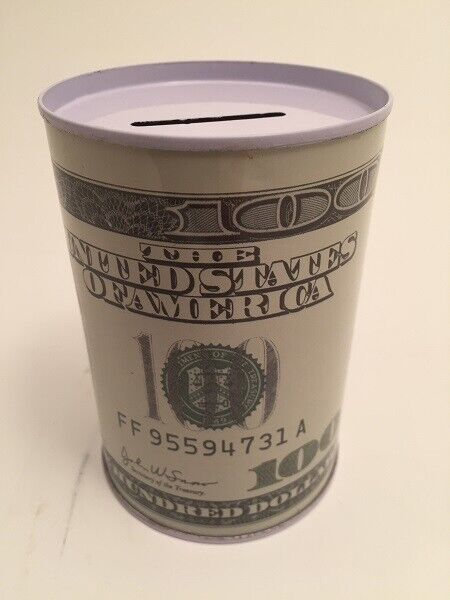 Ben Franklin $100 Dollar Bill Money Coin Saver Tin Money Savings Piggy ...