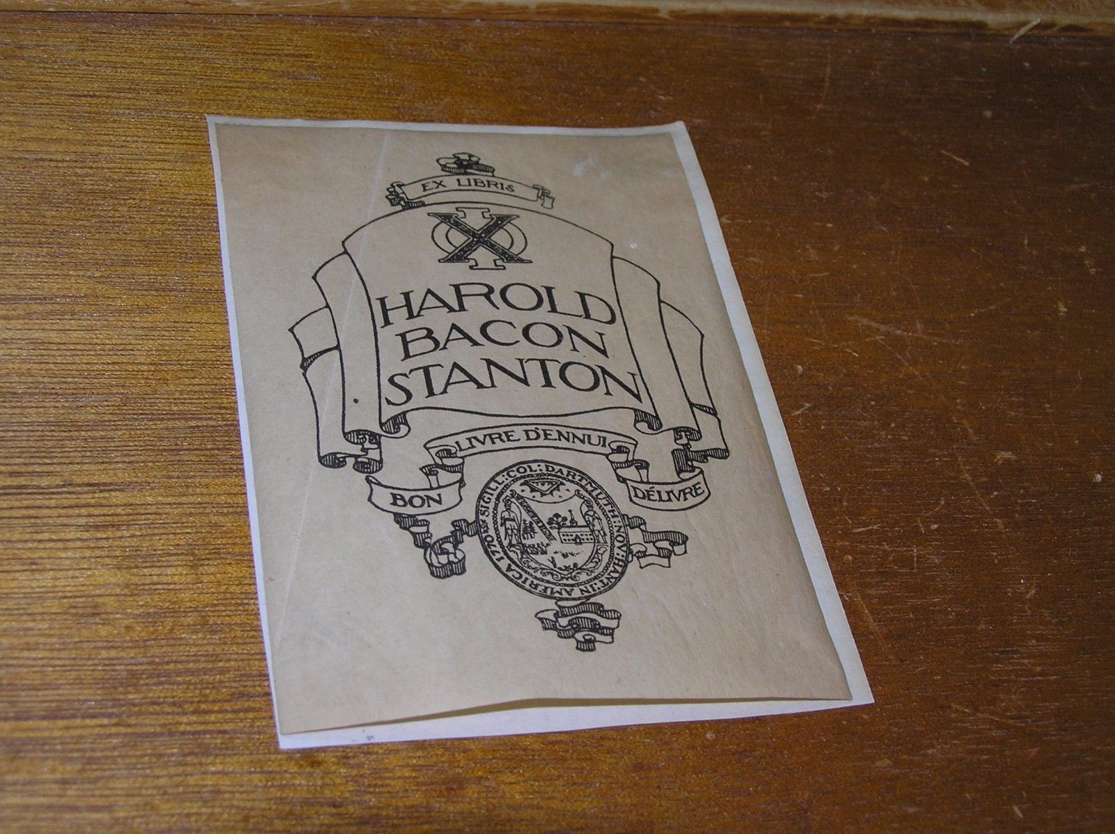 Vintage Harold Bacon Stanton Ribbon with Oval Crest Black Sepia ...