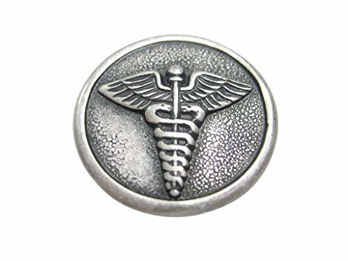 Kiola Designs Silver Toned Round Medical Caduceus Symbol Magnet - Equipment