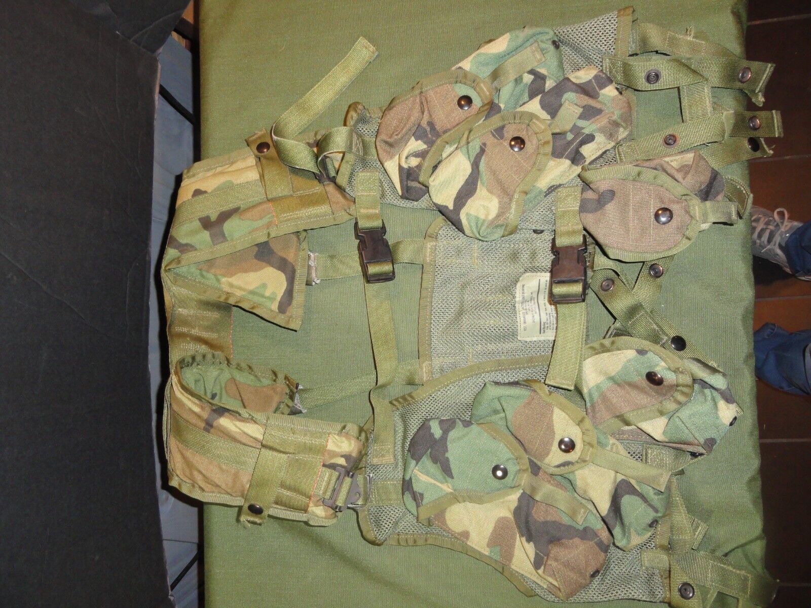 MILITARY ENHANCED LOAD BEARING TACTICAL VEST WOODLAND CAMOUFLAGE BDU ...