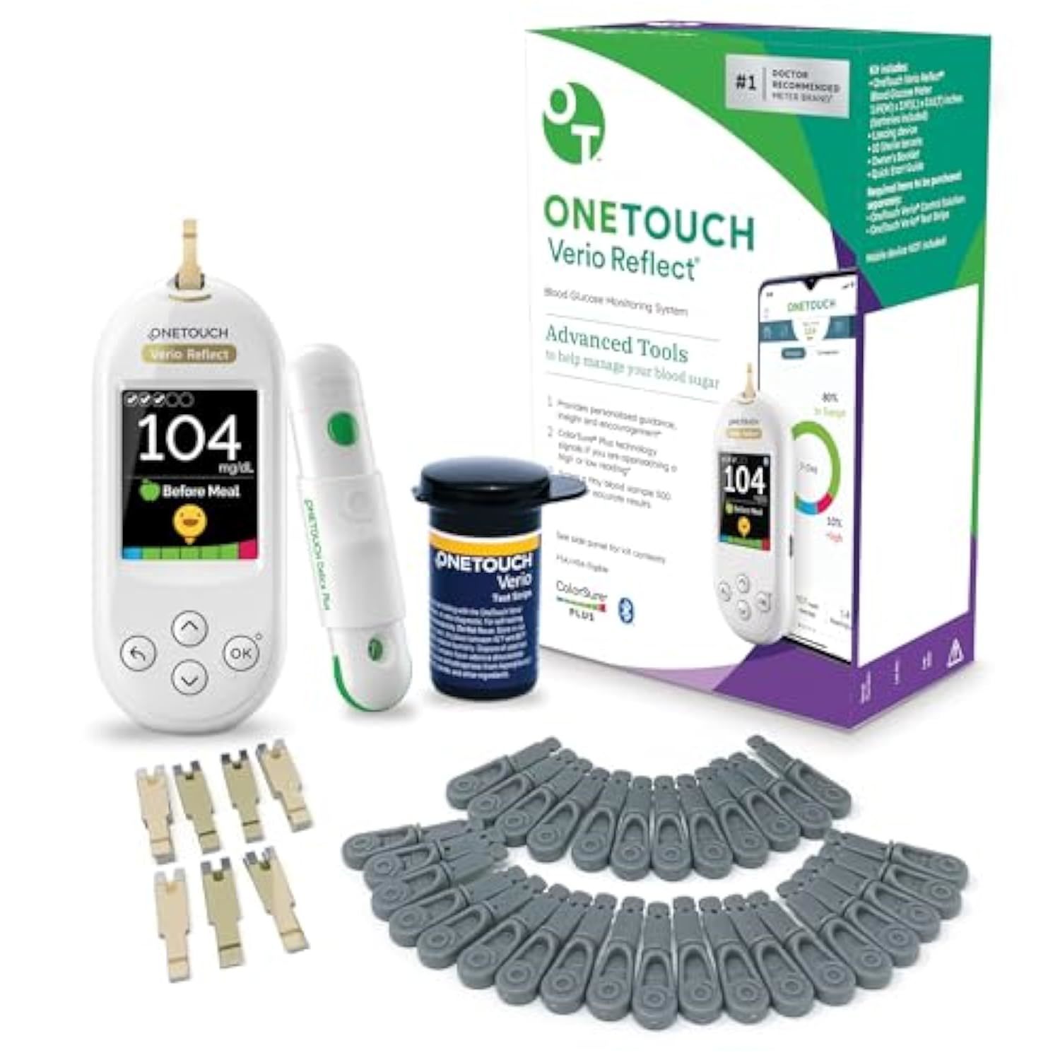 Blood Sugar Test Kit | Includes Verio Reflect Blood Glucose Meter, 1 ...