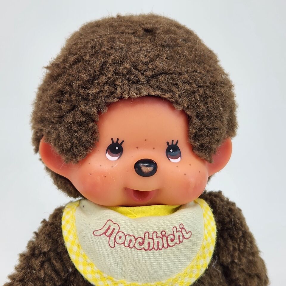 VINTAGE 1970's THUMB STUCKING MONCHHICHI W/ YELLOW BIB STUFFED ANIMAL ...