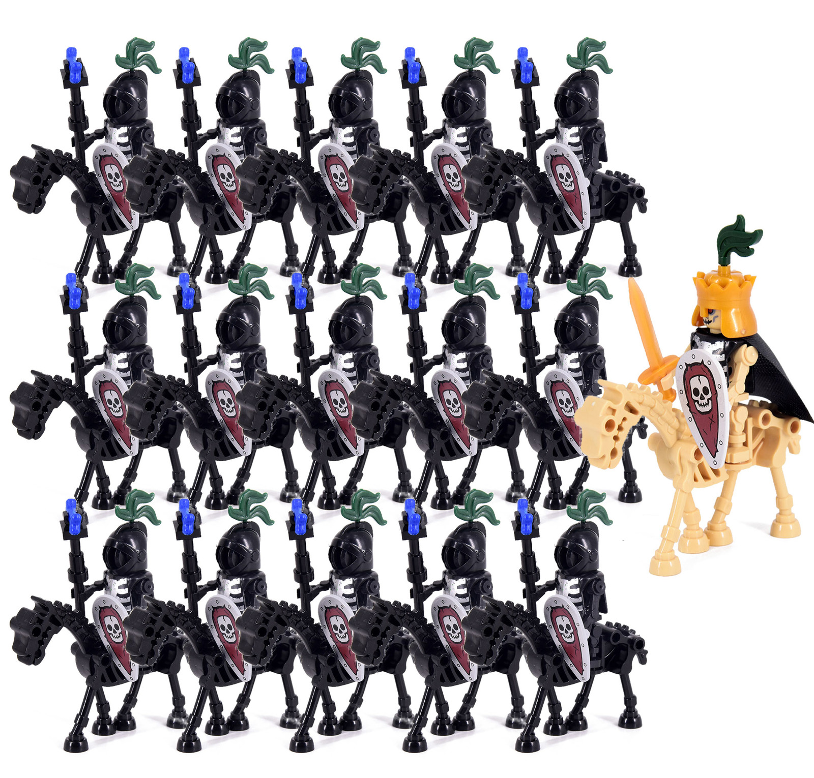 Medieval Skeleton Warrior Knight Army Set H 16 Custom Minifigures Lot ...
