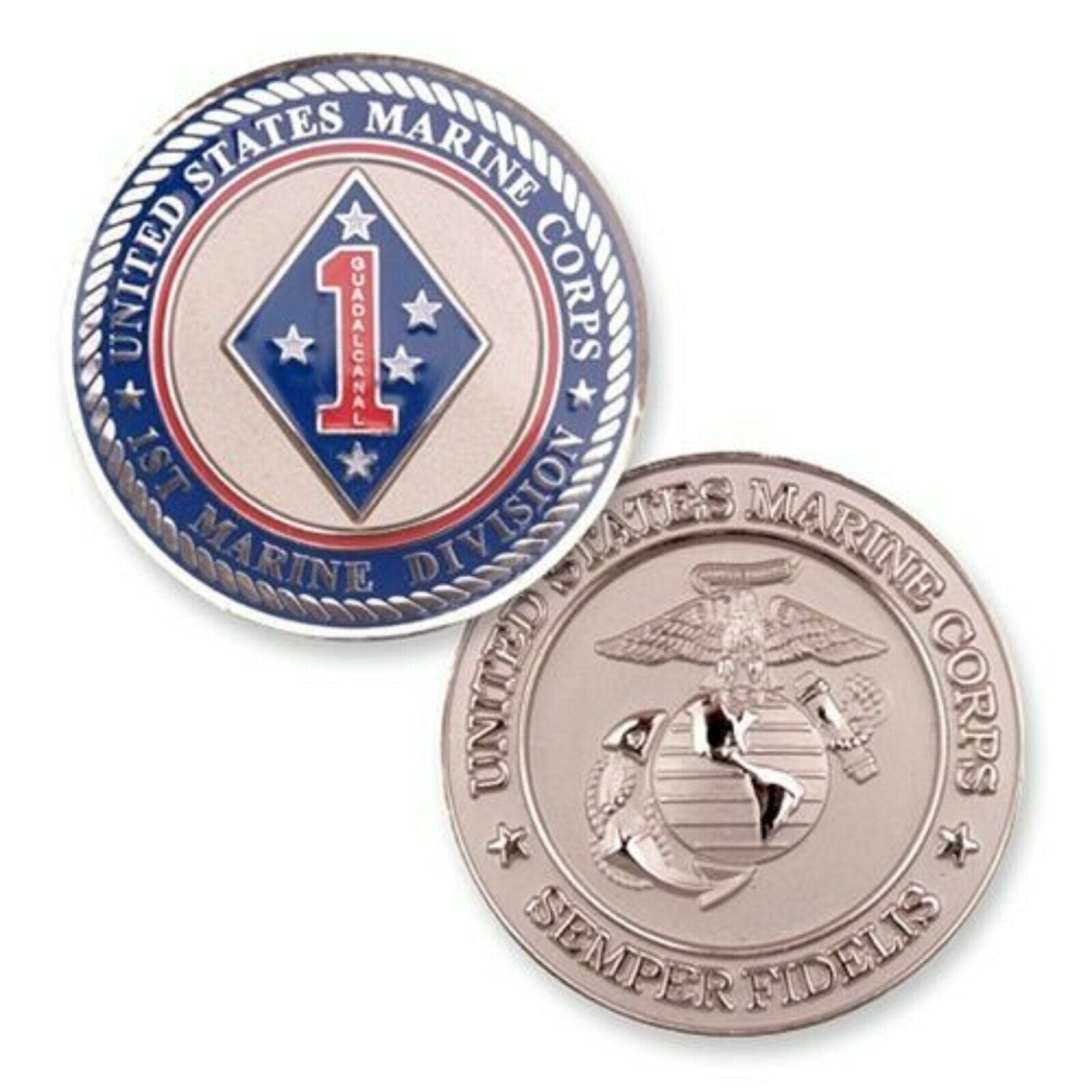 MARINE CORPS 1ST MARINE DIVISION USMC 1.75" MILITARY CHALLENGE COIN ...