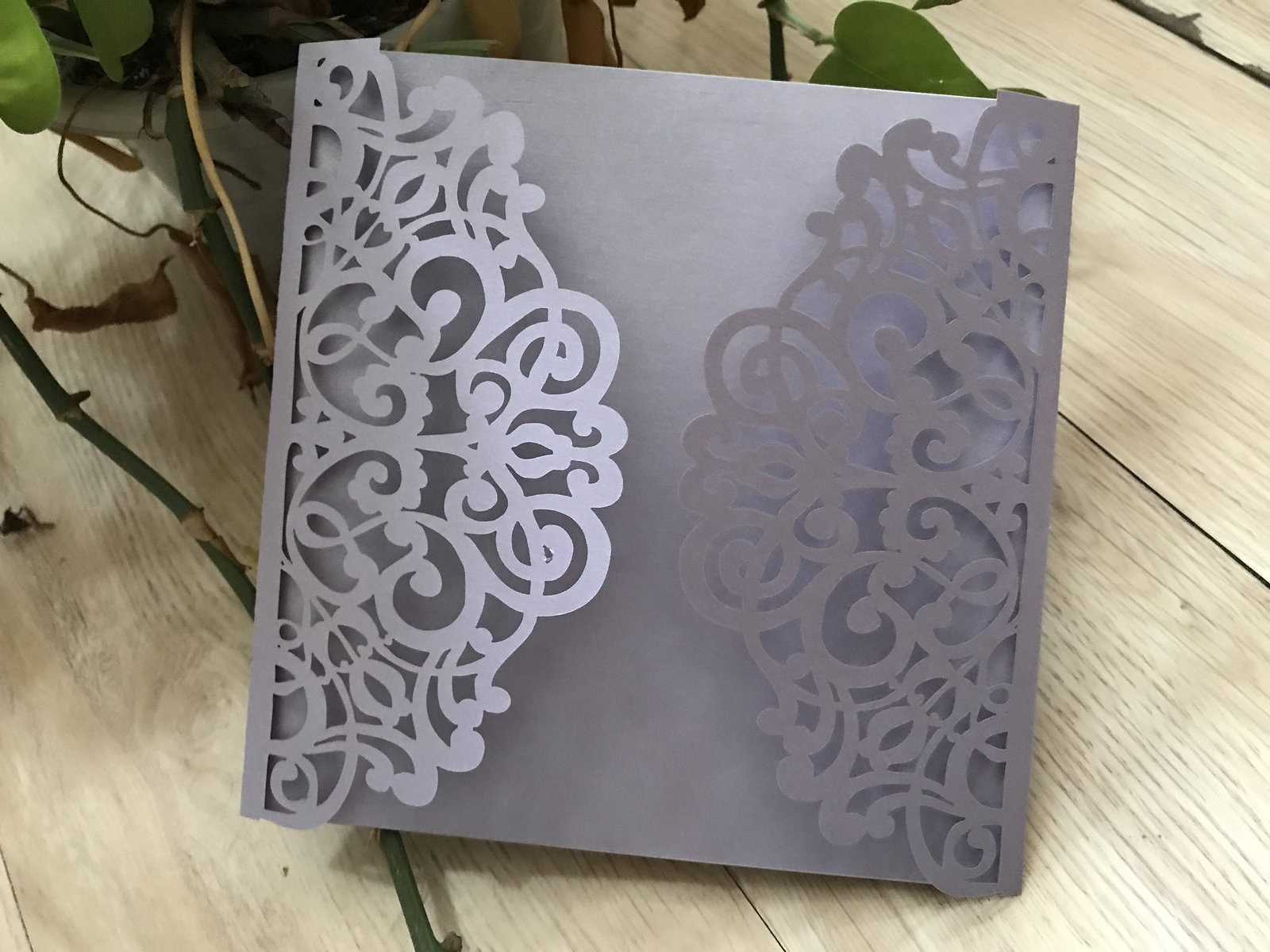 50pcs Light Purple laser cut Invitations cards,custom laser cut Invite ...