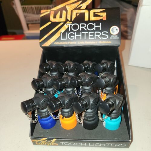 NEW Retail Box 12 of Wing Torch Refillable Lighters Assorted Colors 1 ...