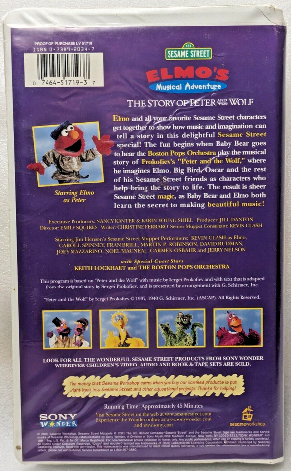 VHS Sesame Street - Elmos Musical Adventure: Story of Peter and Wolf ...