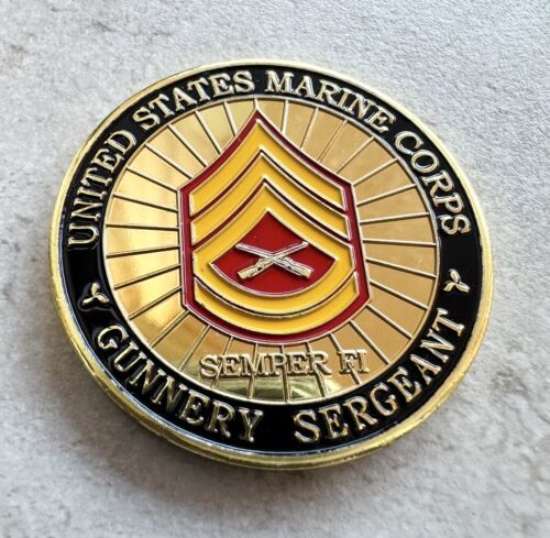 US MARINE CORPS " GUNNERY SERGEANT " Challenge Coin With Special Velvet ...