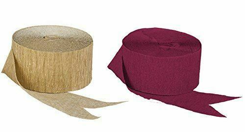 Maroon Plum and Dark Metallic Gold Crepe Paper Streamers, Made in USA ...