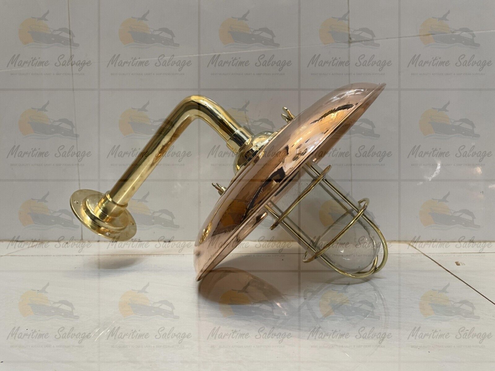 Nautical Vintage Style Brass Bulkhead Wall Mount With Copper Shade ...