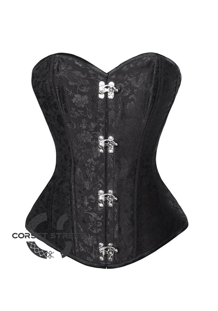 Black Brocade Seal Lock Steampunk Bustier Waist Training Burlesque ...