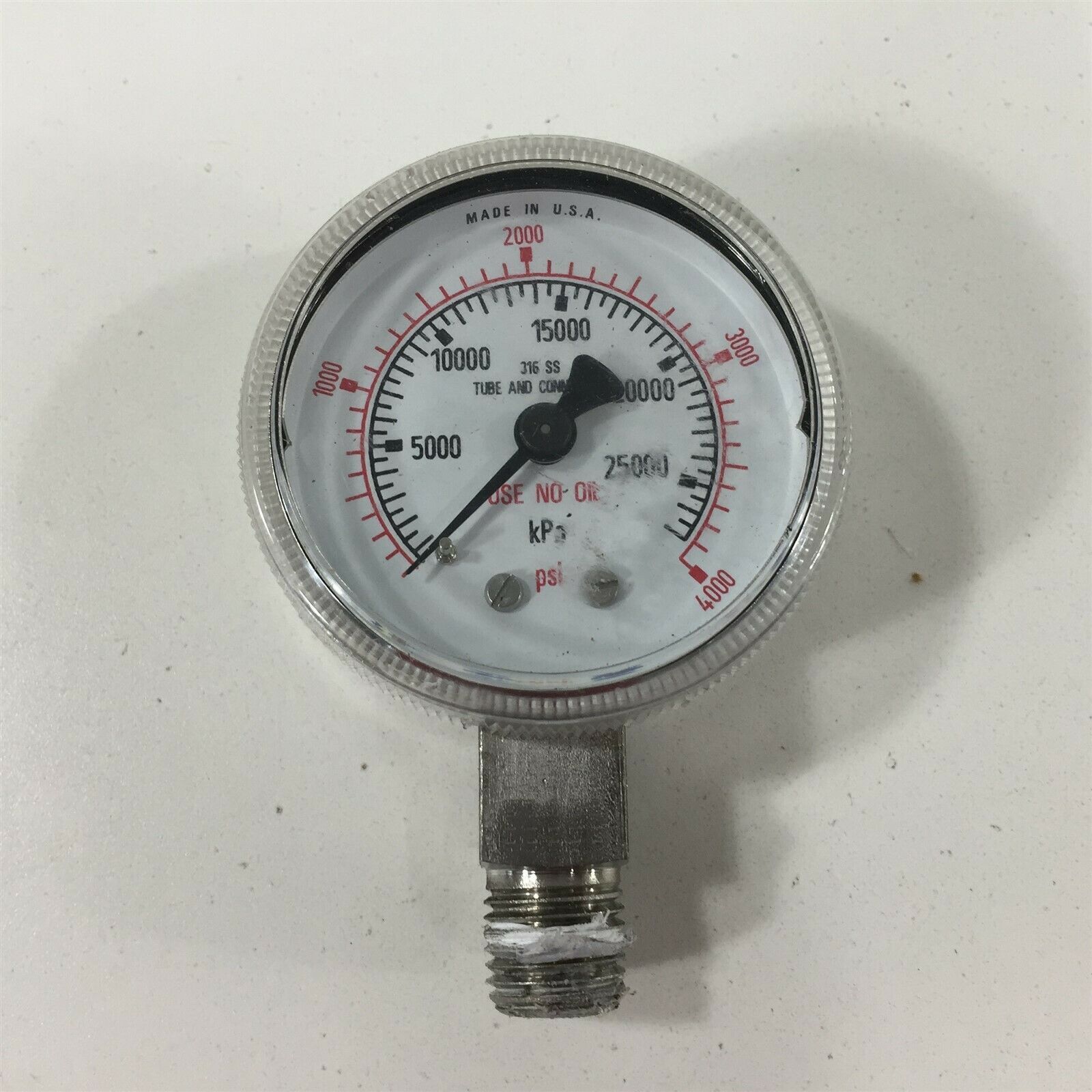 4000PSI Pressure Gauge 2" Face 316SS Tube & Connection - Air Pressure ...
