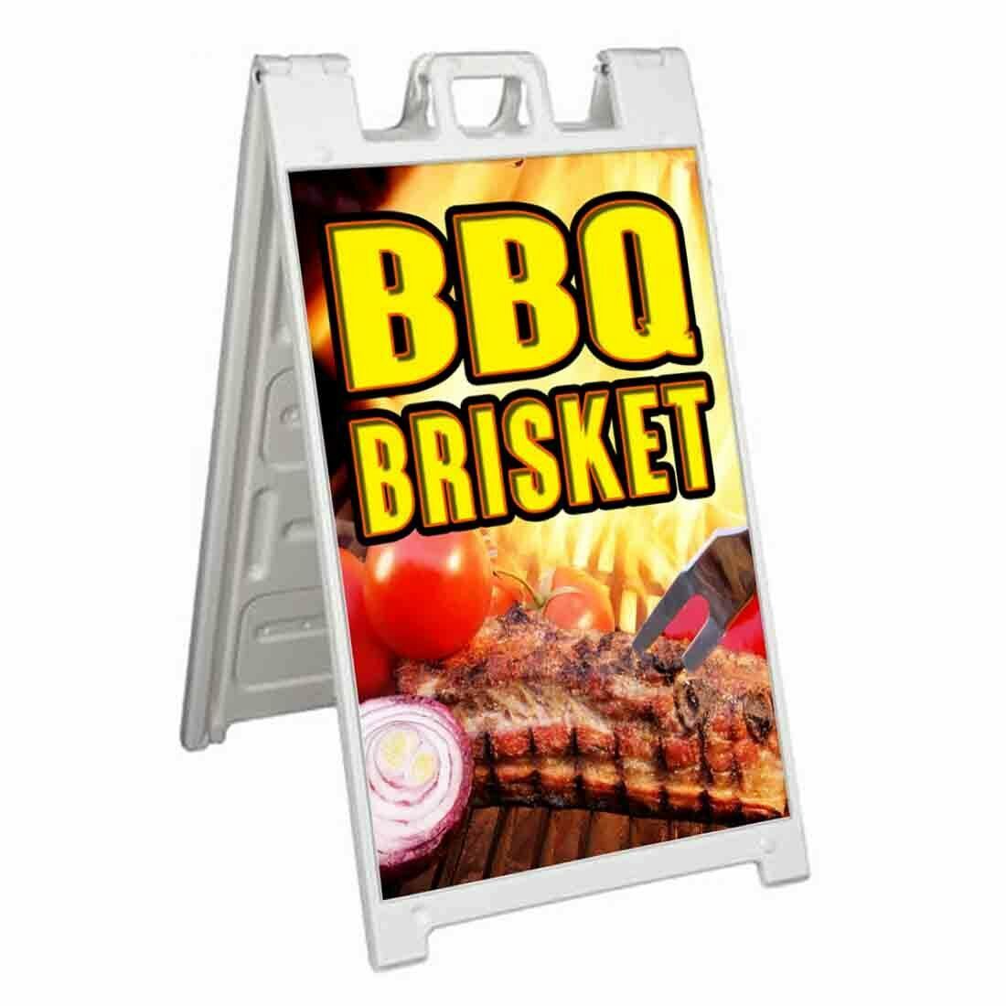 BBQ BRISKET Signicade 24x36 Aframe Sidewalk Sign Banner Decal FLAME ...