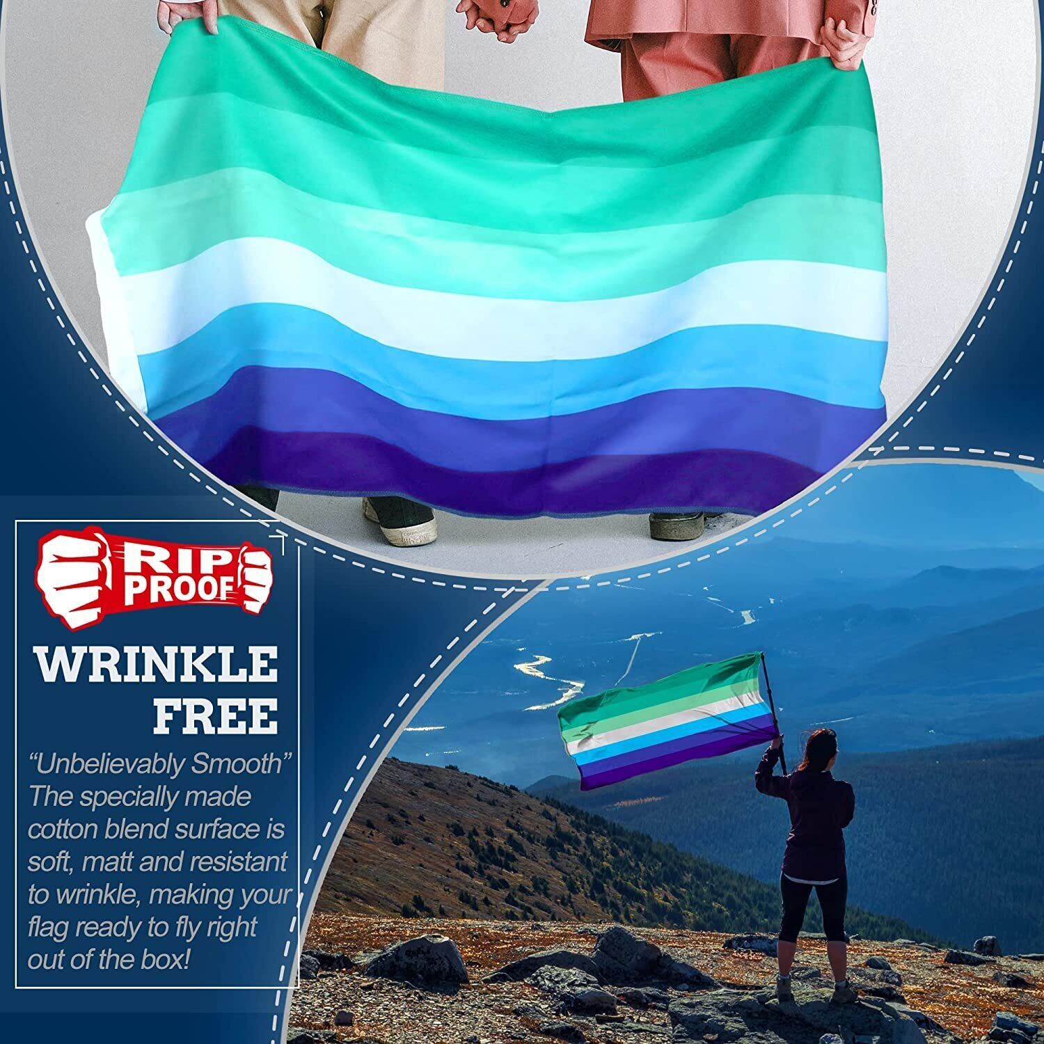 Anley Rip Proof Technology Double Sided 3 Ply Mlm Vincian Pride Flag
