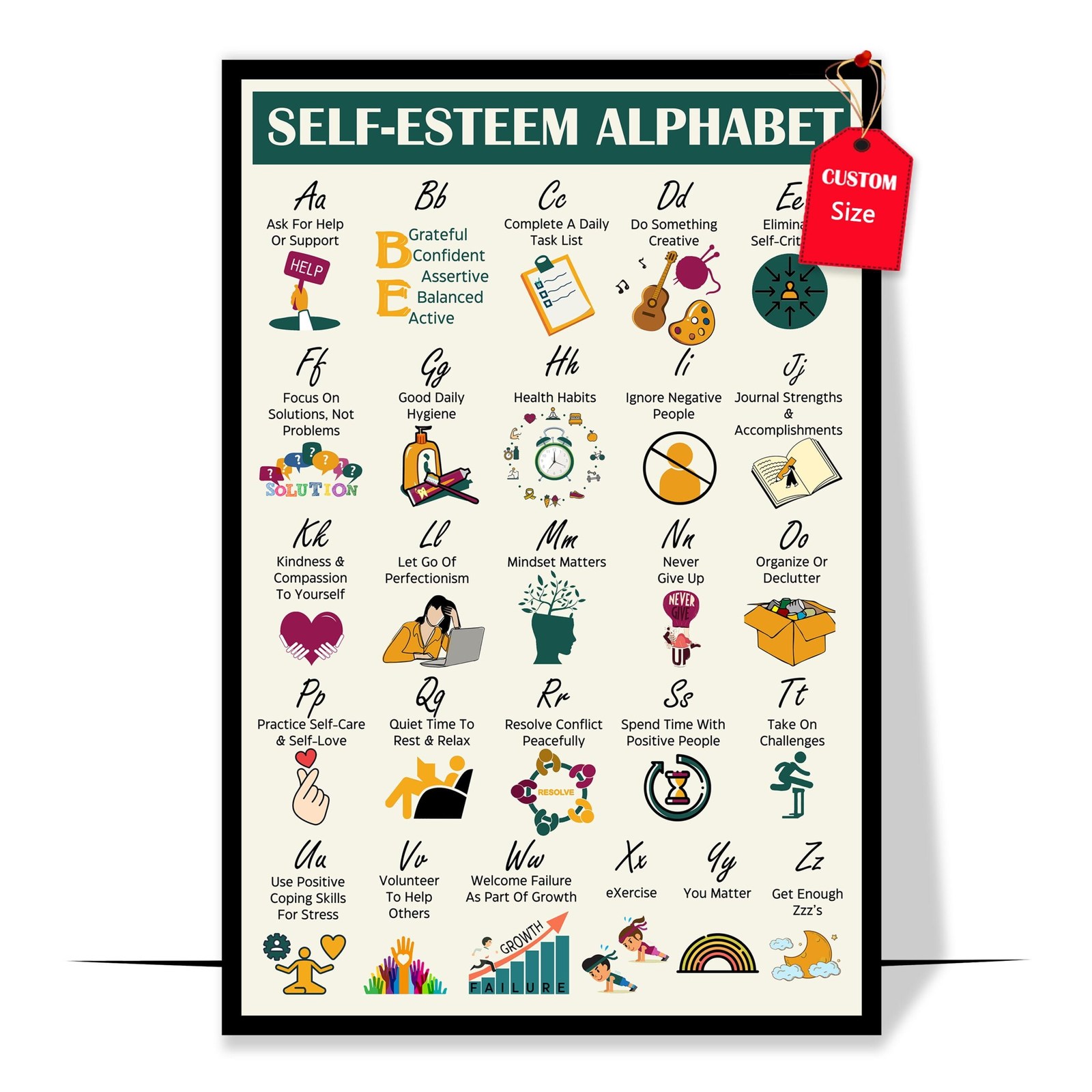 Self Esteem Coping Skills Alphabet Poster Mental Health Posters Self ...