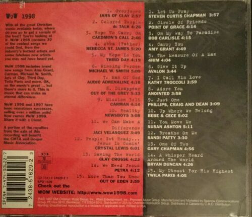 WOW 1998: 30 Top Christian Artists & Songs by Various Artist CD Disc 1 ...