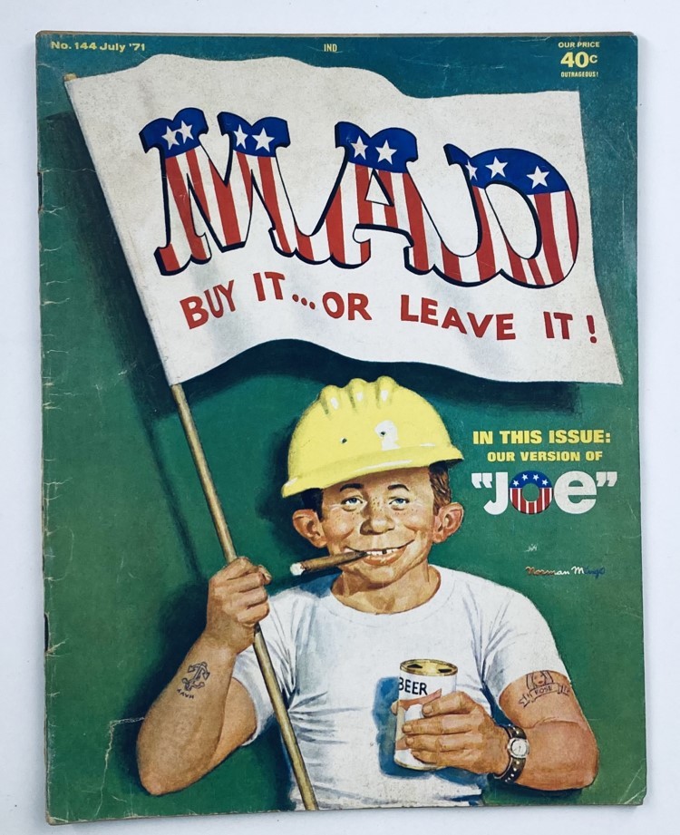 Mad Magazine July 1971 No. 144 Alfred Neuman as Joe 6.0 FN Fine No ...