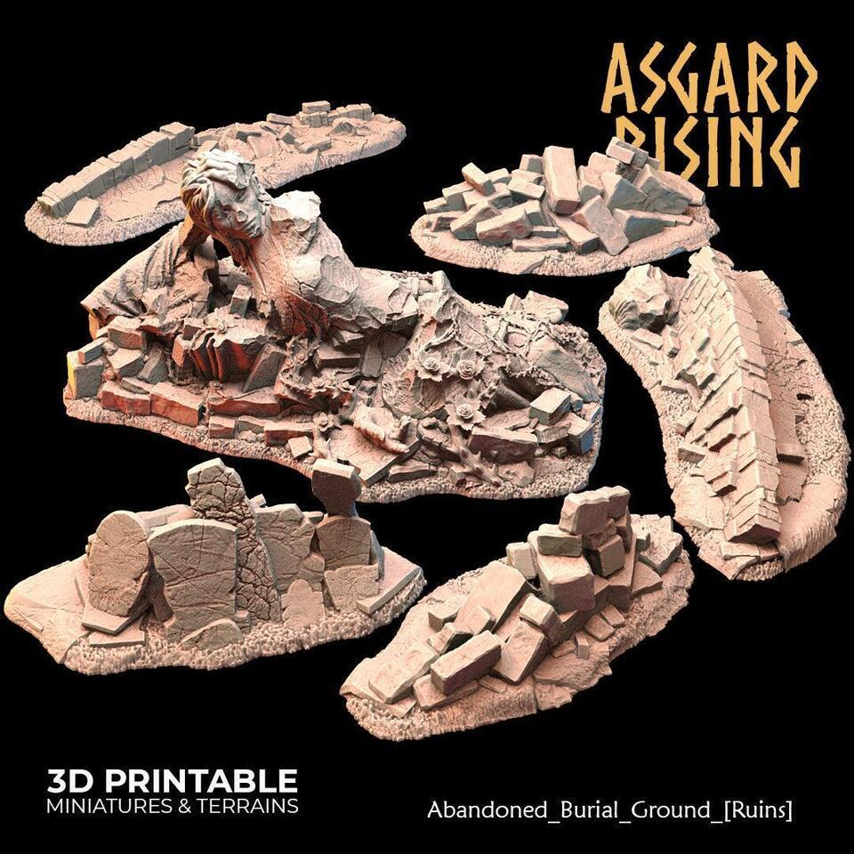 3D Printed Asgard Rising Abandoned Burial Ground Ruins 28 32 mm ...