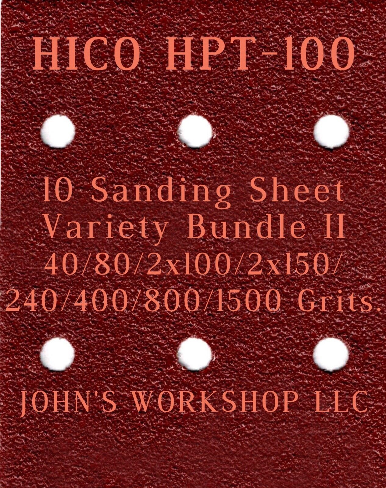 HICO HPT-100 - 40/80/100/150/240/400/800/1500 Grits - 10 Sheet Variety ...