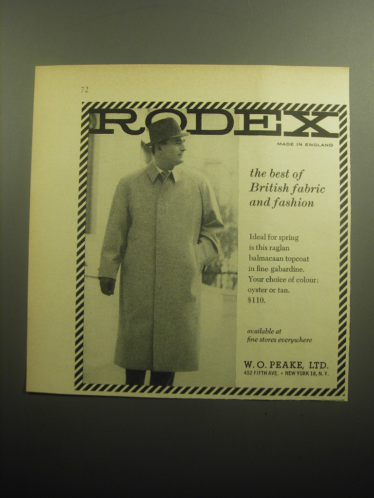 1958 Rodex Coat Advertisement - The best of British fabric and fashion ...