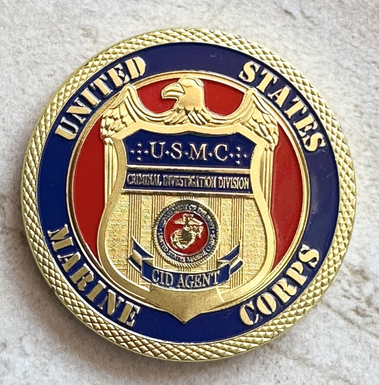 USMC MARINE CORPS CID CRIMINAL INVESTIGATION DIVISION COLORIZED COIN ...