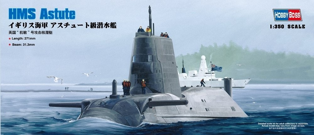 HMS Astute Nuclear Attack Submarine - Royal Navy 1/350 Scale Model Kit ...
