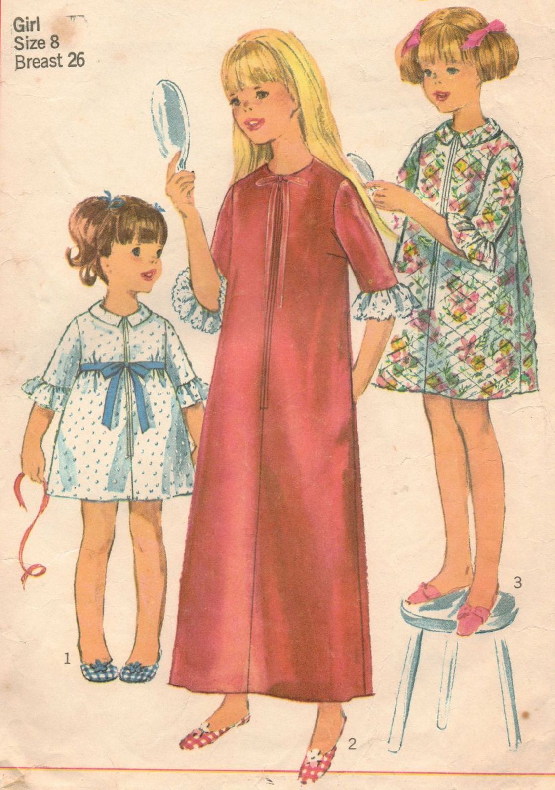 Vintage 1966 Girls Robe Bathrobe Housecoat In 2 Lengths Sew Pattern S8 ...