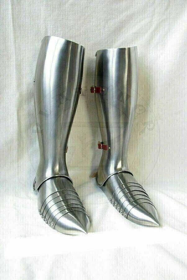Medieval Leg Armor Steel Warrior Larp Graves Knight Armor Sabatons ...