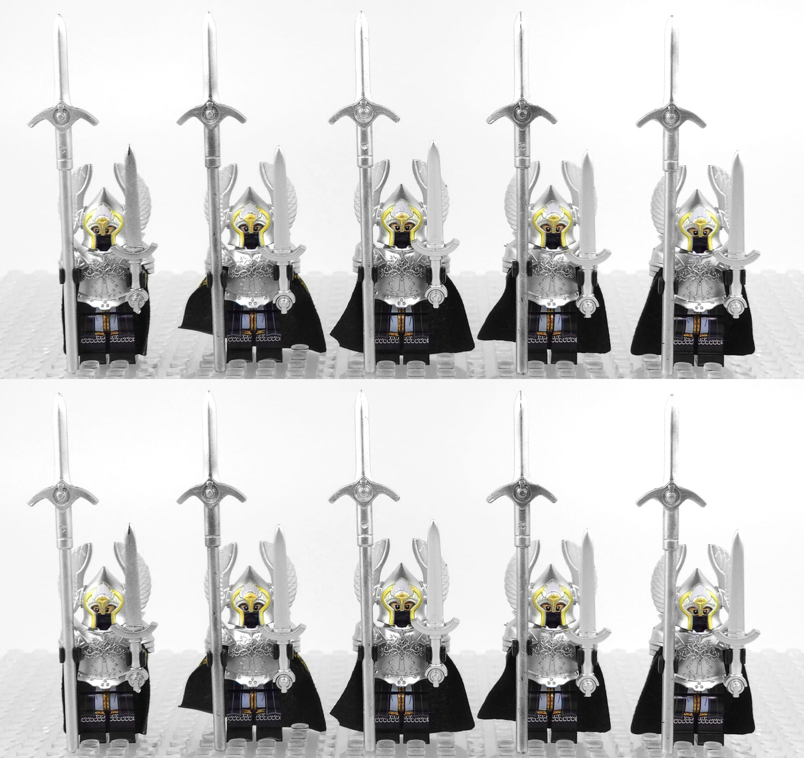 10pcs LOTR Gondor Fountain Guards Minifigure Set with Weapons ...