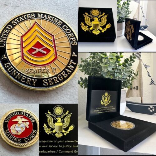 US MARINE CORPS " GUNNERY SERGEANT " Challenge Coin With Special Velvet ...