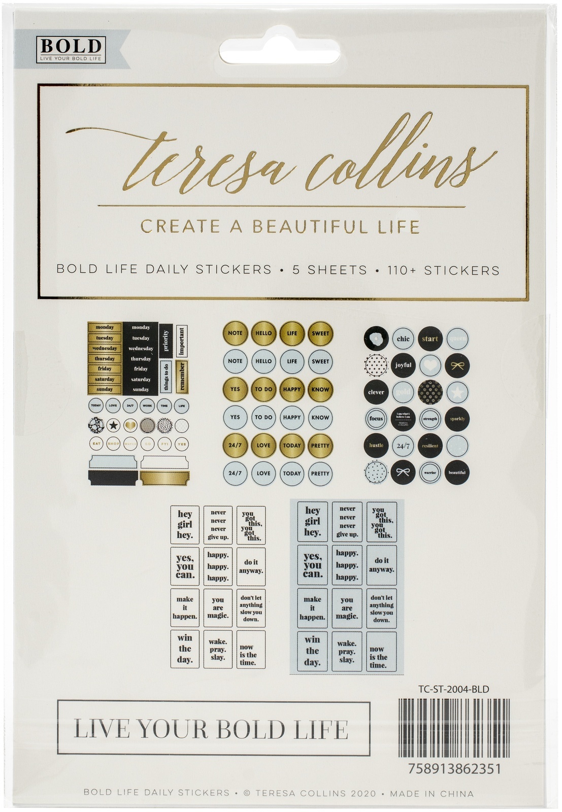 Teresa Collins Designer Stickers 5/Sheets-Bold Life Daily ...