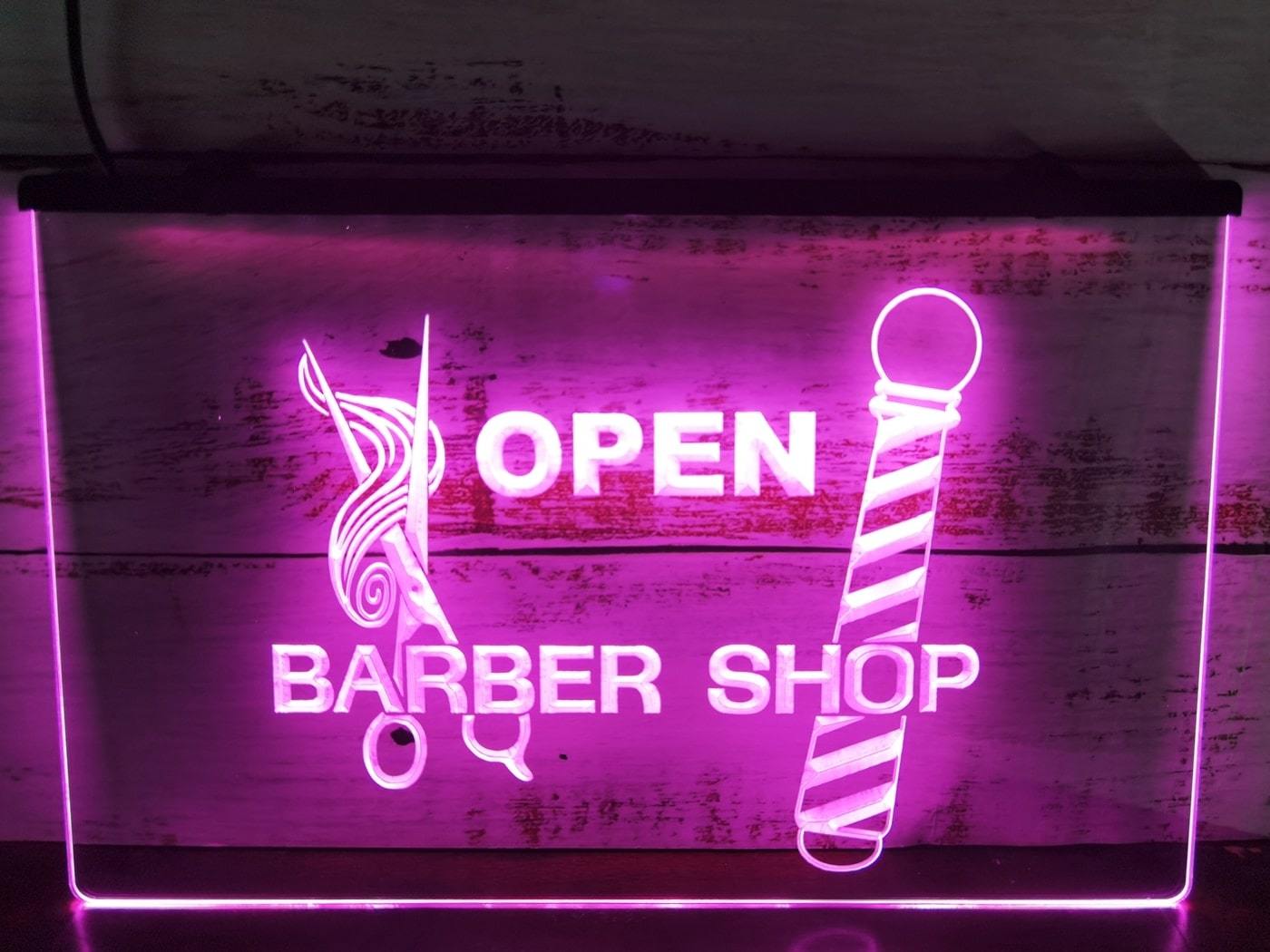 OPEN Barber Shop 3D LED Neon Sign Light Bar Pub Club Luminous Display ...