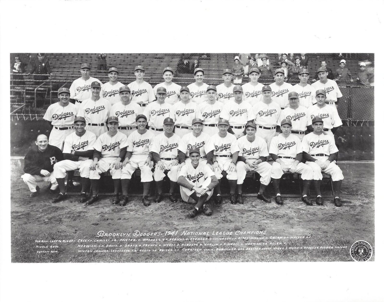 1941 BROOKLYN DODGERS 8X10 TEAM PHOTO BASEBALL MLB PICTURE NL CHAMPS ...