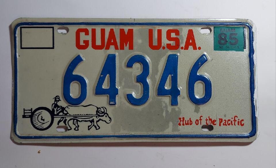 1985 GUAM ISLAND License Plate HUB OF THE PACIFIC former US Army ...
