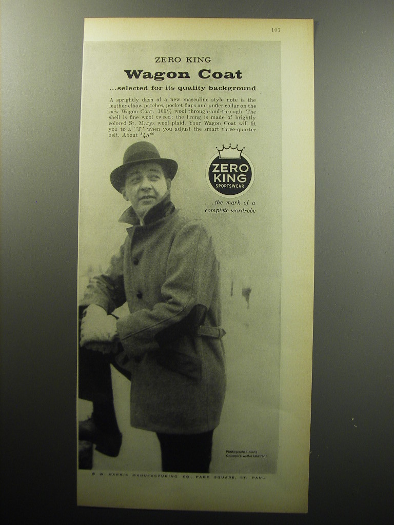 1957 Zero King Coat Advertisement - Zero King Wagon Coat - 1980-89