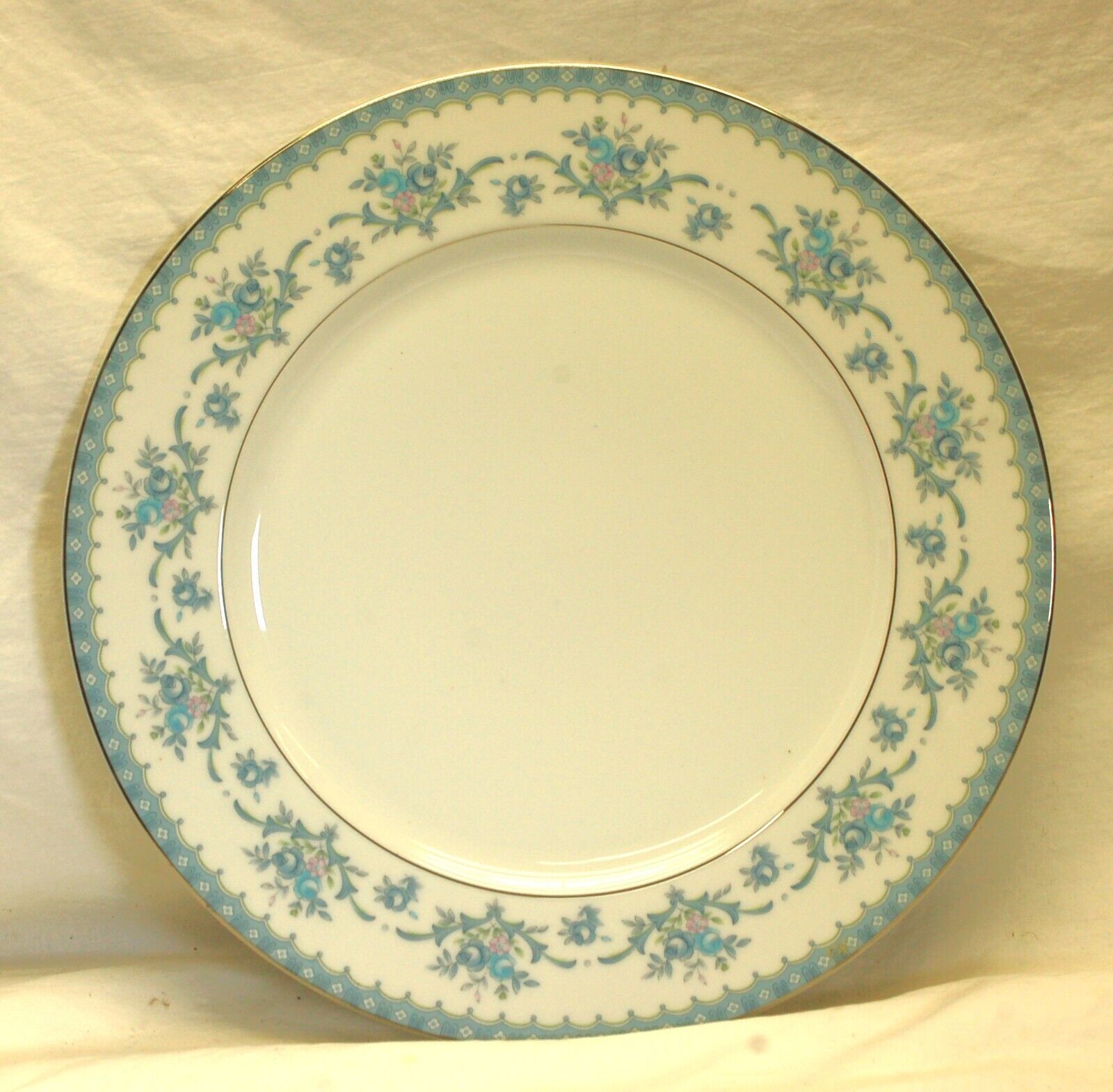 Cahill Diplomat Sango Dinner Plate Pale Blue Floral Platinum Trim - Plates