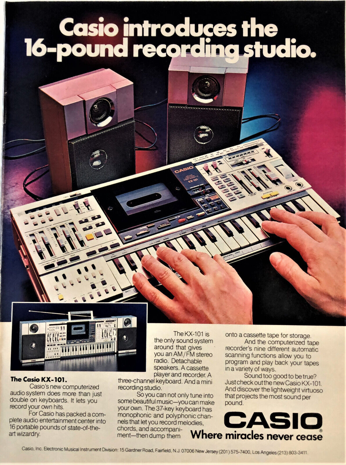 Casio KX-101 Recording Studio Color Magazine Print Ad 8.5 x 11 - 1970-79