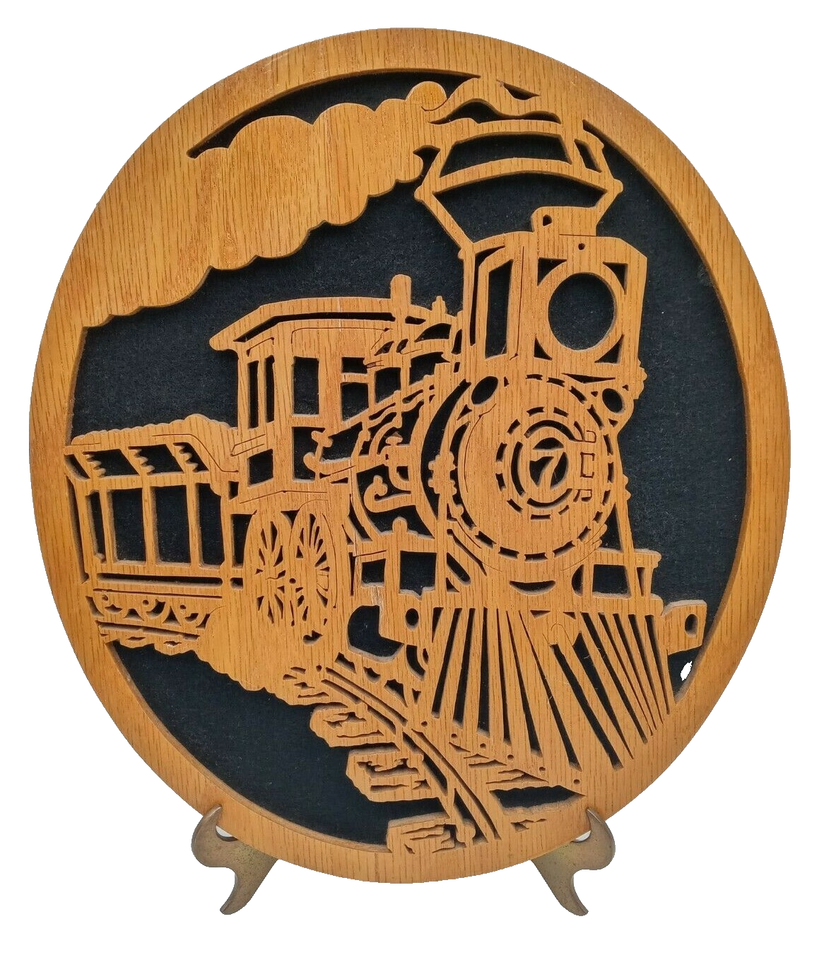 Vintage Train Locomotive Scroll Saw Wood Handcrafted Wall Folk Art ...